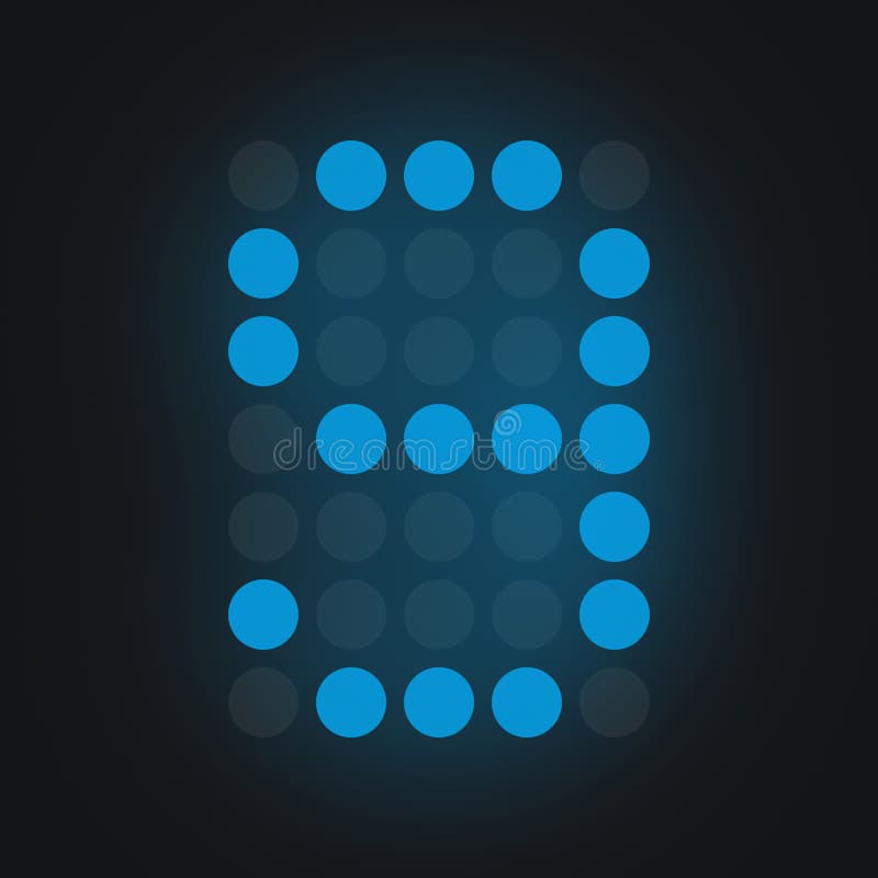 Digital Number NINE in Blue on Black Background, Lighted Leds Glowing ...
