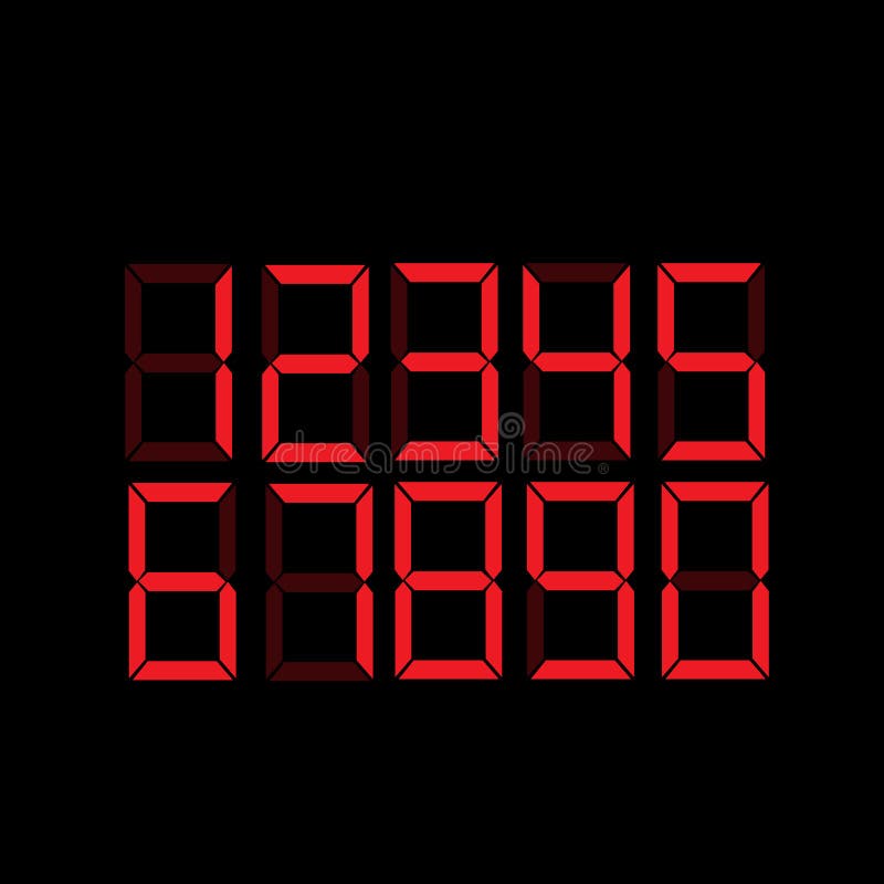 Digital Number Numeric Characters Symbols Dial Red, Vector Stock ...