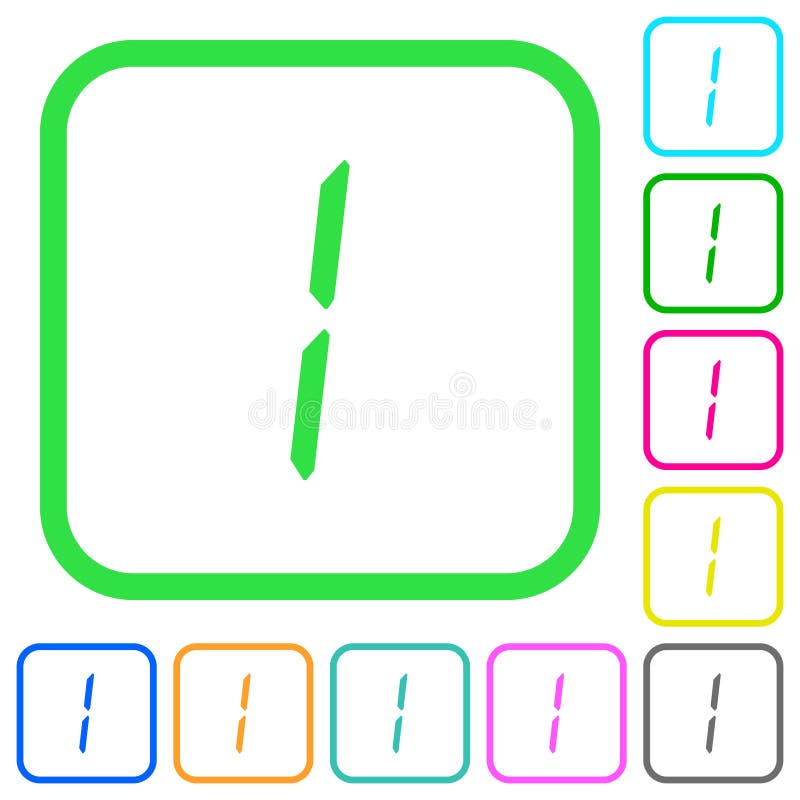 Digital Number One of Seven Segment Type Vivid Colored Flat Icons Stock ...