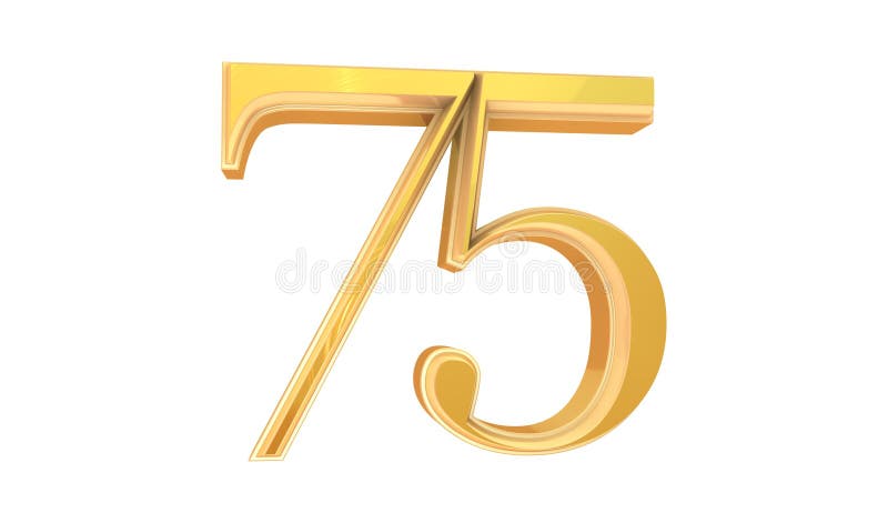 Digital Number Seventy-five on a White Background Stock Illustration ...