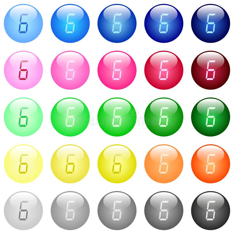 Digital Number Zero of Seven Segment Type Color Glass Buttons Stock ...