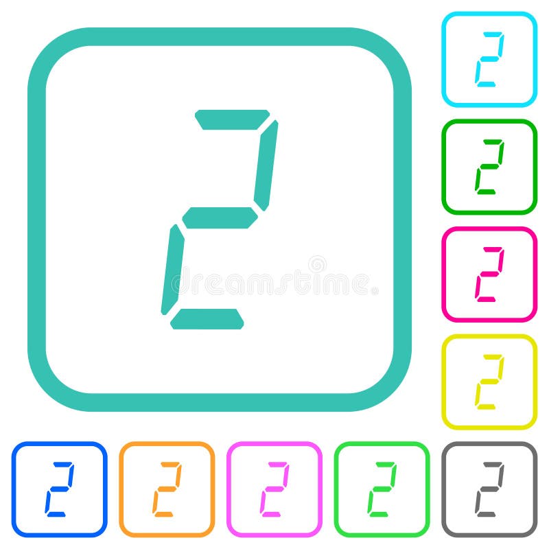 Digital Number Two of Seven Segment Type Vivid Colored Flat Icons Stock ...