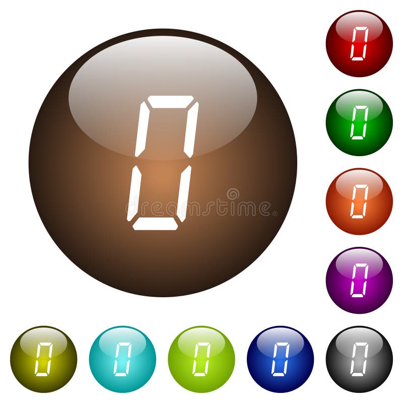 Digital Number Zero of Seven Segment Type Color Glass Buttons Stock ...