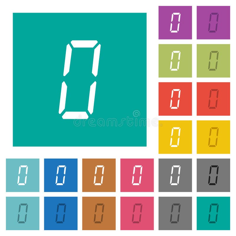 Digital Number Zero of Seven Segment Type Square Flat Multi Colored ...