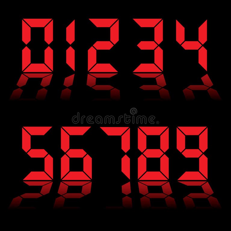 Digital numbers clock red stock vector. Illustration of icon - 12988838