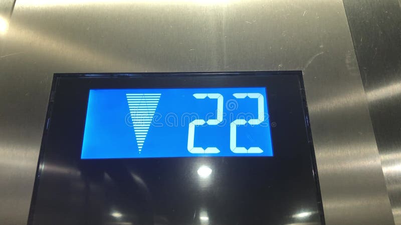Digital Numbers of Elevators from 19 To 24, White Color on Blue ...