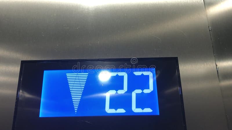 Digital Numbers of Elevators from 19 To 24, White Color on Blue ...