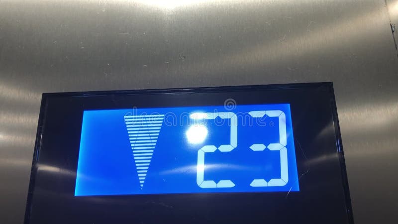 Digital Numbers of Elevators from 19 To 24, White Color on Blue ...