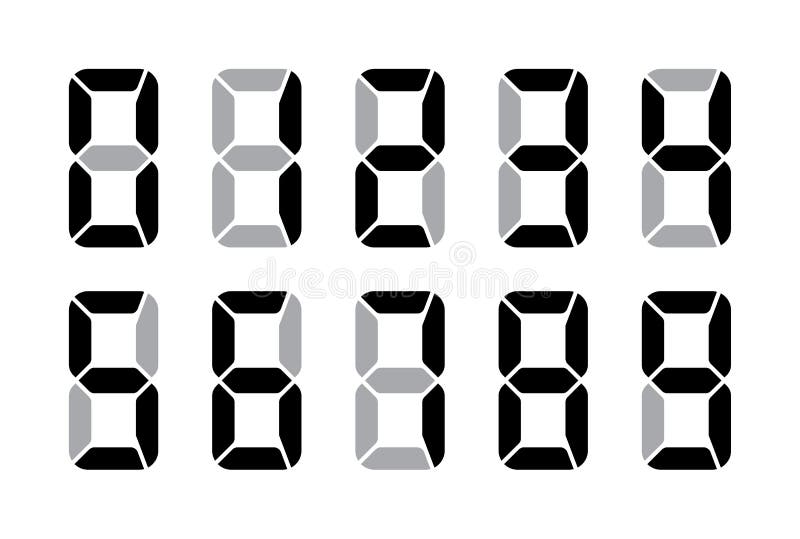 Digital Numbers for Lcd Electronic Screen Stock Vector - Illustration ...