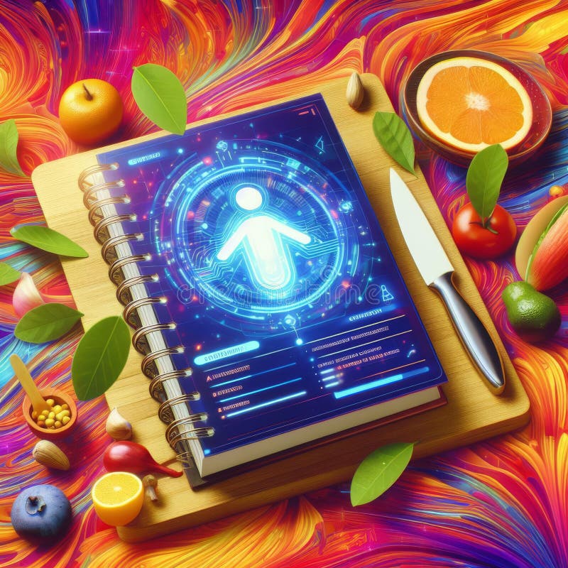 Digital Nutrition Planner with Holographic Interface Stock Image ...