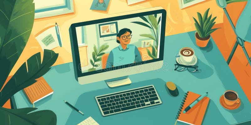 Digital Oasis: a Technological Haven Stock Illustration - Illustration ...