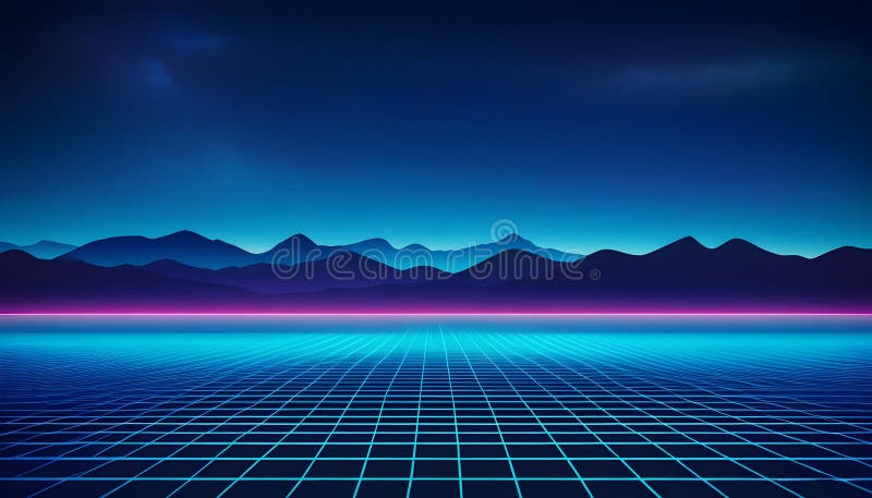 Digital Ocean Art with Pink To Blue Sunset Gradient Horizon Stock ...