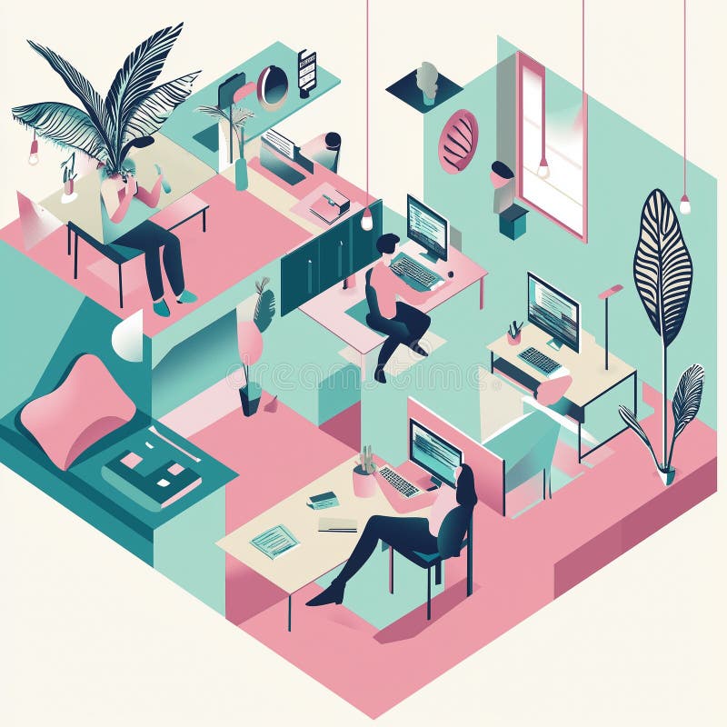 A Digital Office Setup Where Professionals from Different Locations are ...