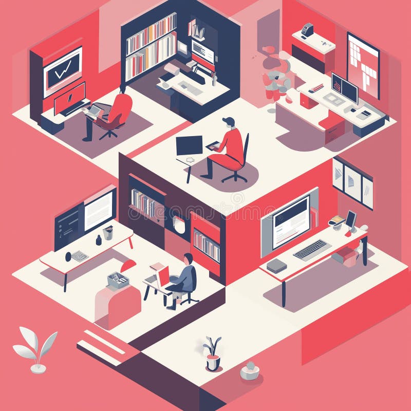 A Digital Office Setup Where Professionals from Different Locations are ...