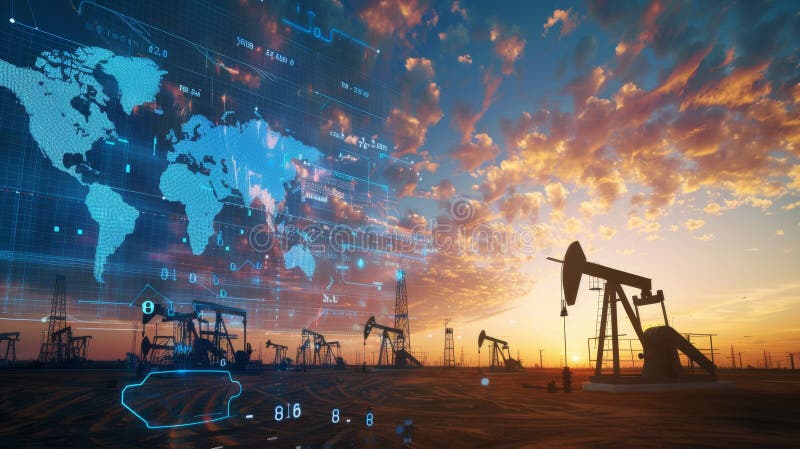 The Digital Oil Field Overlay.AI Generated Image Stock Photo - Image of ...