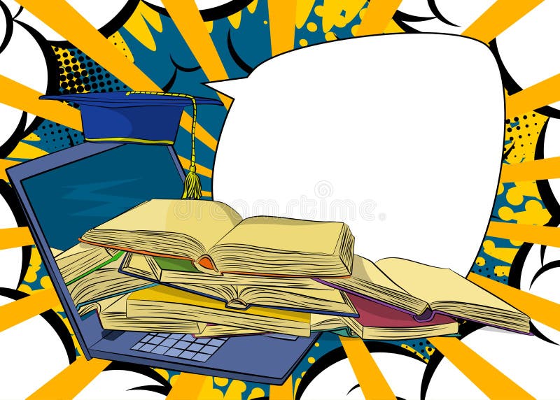 Online Education Concept with Laptop and Books. Stock Vector ...