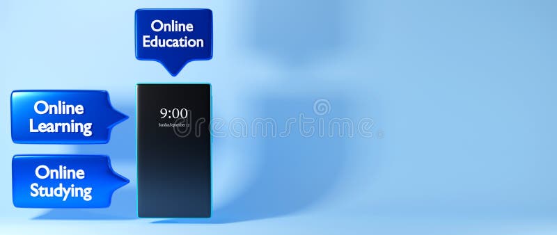 Digital Online Education. 3d Render of Mobile Stock Illustration ...