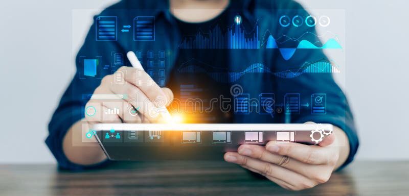 Digital Online Marketing. Data Analytic for Business. Analyst Manages ...