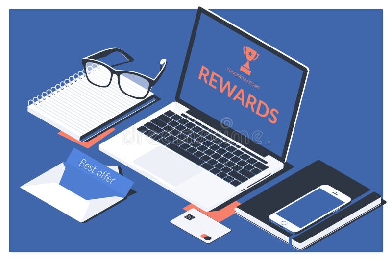 Digital Online Rewards Profit Office Working Concept.Vector Isometric ...
