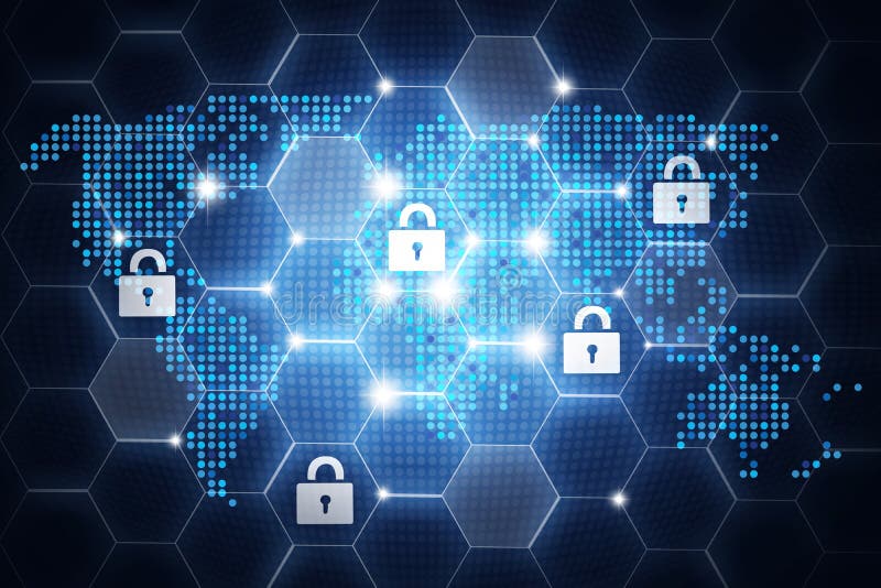 Digital Online Security Design, Concept with Padlock Icons Around the ...