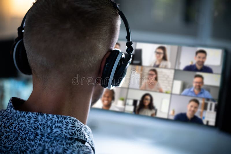 Digital Online Video Conference Webinar Stock Image - Image of chat ...