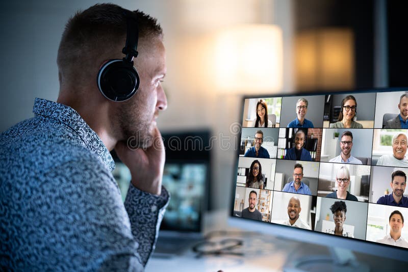 Digital Online Video Conference Webinar Stock Photo - Image of wireless ...