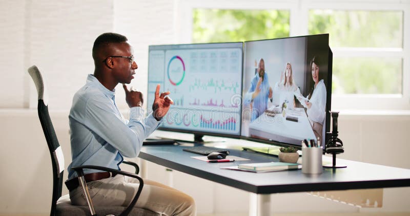 Digital Online Video Conference Webinar Stock Image - Image of video ...