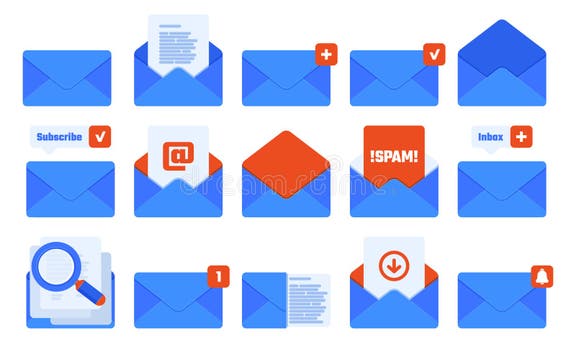 Digital Open and Closed Envelopes with Markers Stock Vector ...