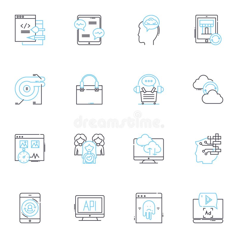 Digital Optimization Linear Icons Set Algorithm Analytics Automation Conversion Ctr 6884