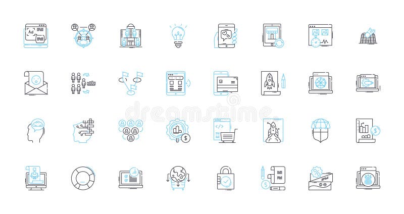 Digital Optimization Linear Icons Set Algorithm Analytics Automation Conversion Ctr
