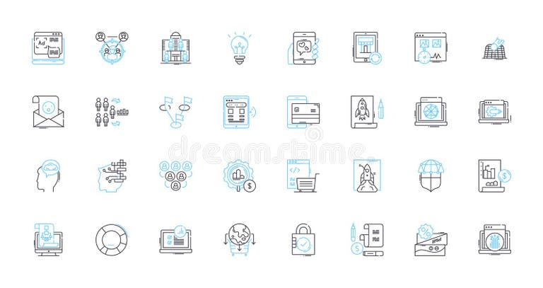 Digital Optimization Linear Icons Set. Algorithm, Analytics, Automation, Conversion, CTR ...