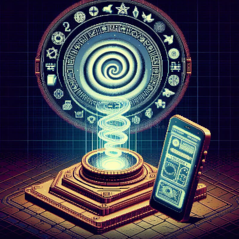 Digital Oracle a Digital Oracle Rendered in a Retro Pixel Art St Stock ...