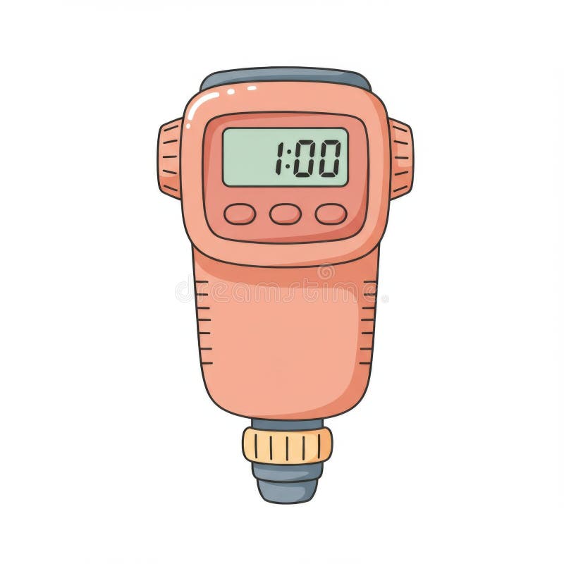 Digital Orange Plastic Watering Timer Stock Illustration - Illustration ...