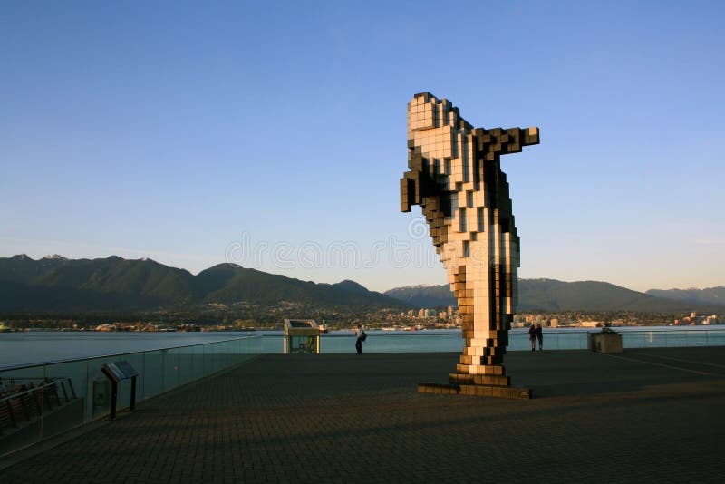 Digital Orca Sculpture in Vancouver, Canada and Cityscape View with ...