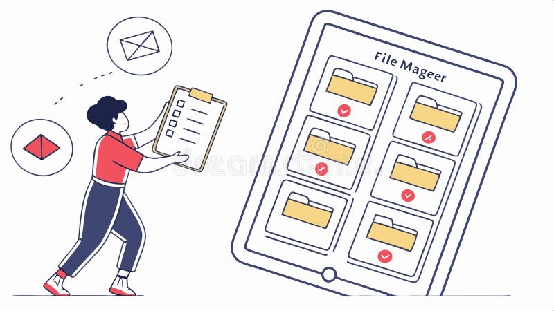 Tablet File Manager, Vector Design Digital Organization UI. Vector ...