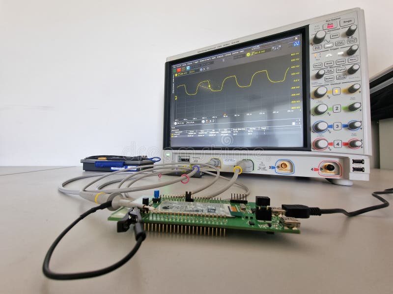 Digital Oscilloscope for Signal Analysis in Electronics Stock Image ...