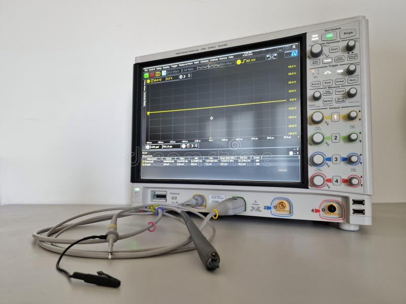 Digital Oscilloscope for Signal Analysis in Electronics Stock Image ...