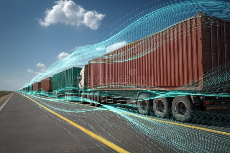 Digital Overlay of Freight Containers Loaded on Trucks with Motion ...