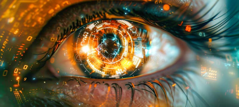 A Digital Overlay on a Human Eye Creates a Hypnotic Effect, Glowing ...