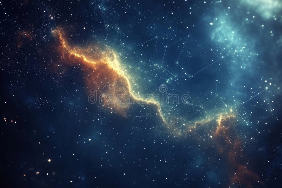 A Digital Overlay of Network Connections Imposed upon a Blue Sky Dotted ...