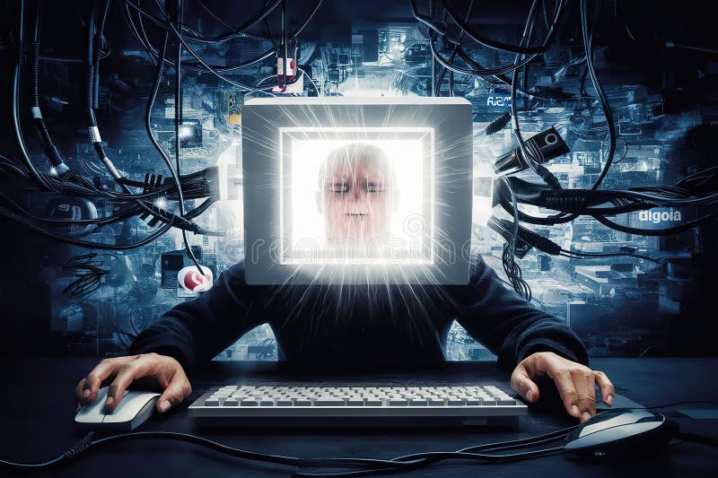 Digital Overload: the Chaos of Modern Connectivity Stock Illustration ...