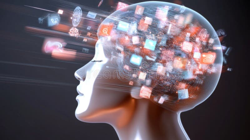 Digital Overload Concept: Futuristic Visualization of Brain Activity ...