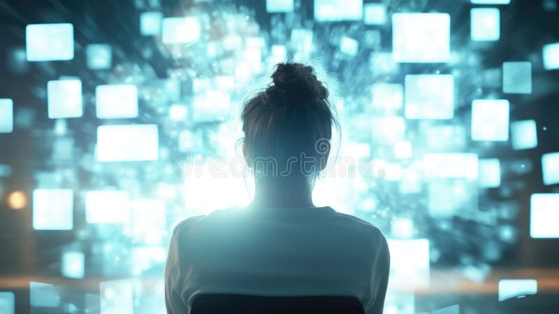 Digital Overload Reflection Concept - Modern Technology and Information ...