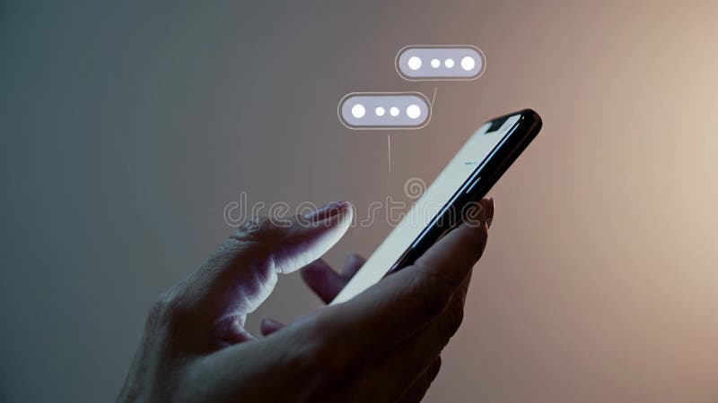 Digital Overwhelm, Hand Gripping Mobile Device, Multiplying Message ...