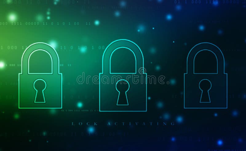 Digital Padlock on Abstract Technology Background, Personal Data ...