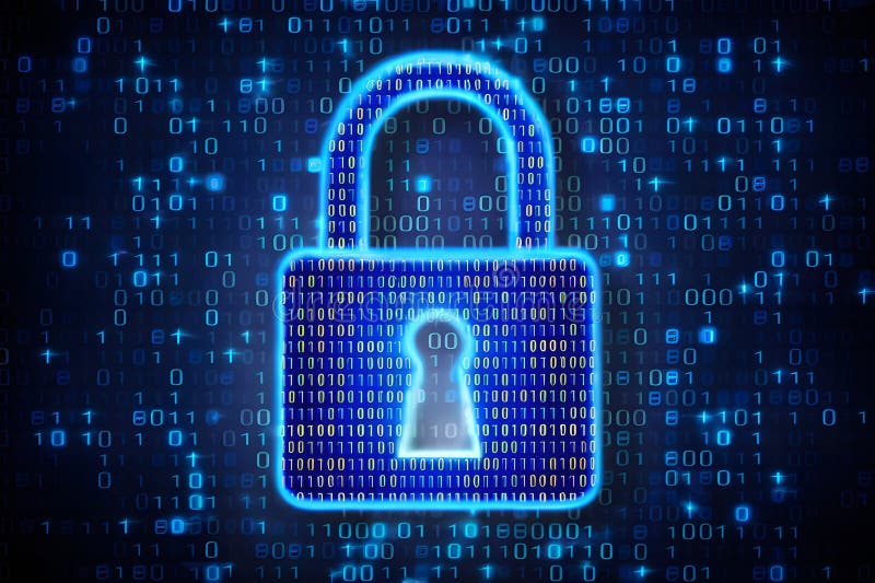 Digital Padlock with Binary Code Backdrop, Glowing Keyhole, Symbolizing ...