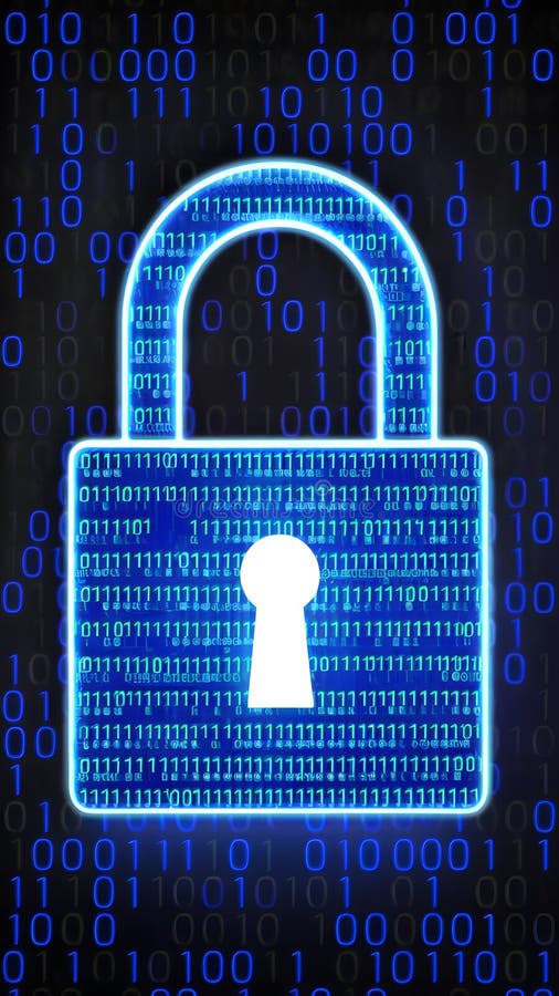Digital Padlock with Binary Code Backdrop, Glowing Keyhole, Symbolizing ...
