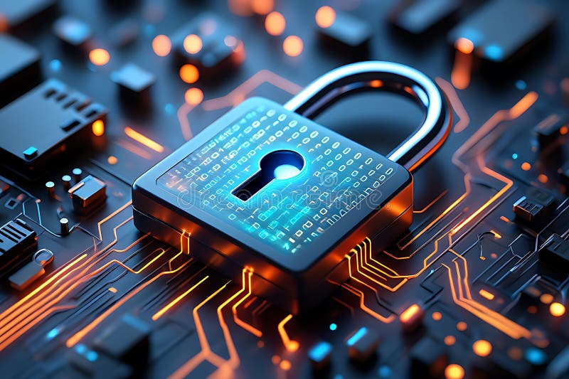 A Digital Padlock with Binary Code Signifies Cybersecurity and Data Protection Stock ...