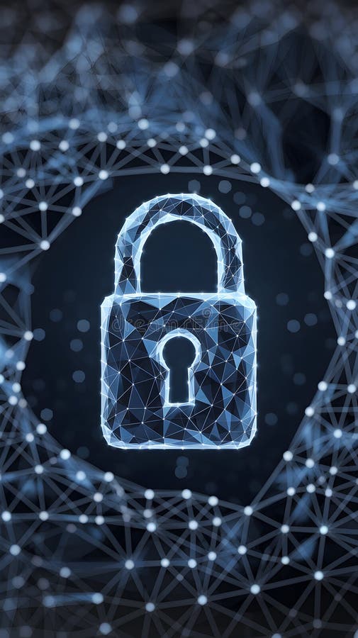 Digital Padlock within Blue Network of Dots, Symbolizing Security in ...