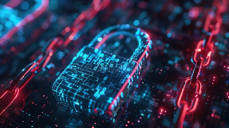 Digital Padlock and Chains on Circuit Board. Generative AI Illustration ...
